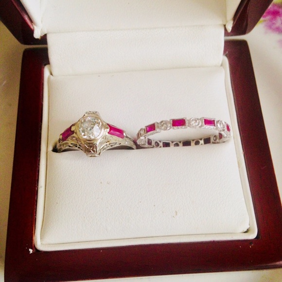 Jewelry | 18k Original Art Deco Ruby Diamond Eternity Band | Poshmark